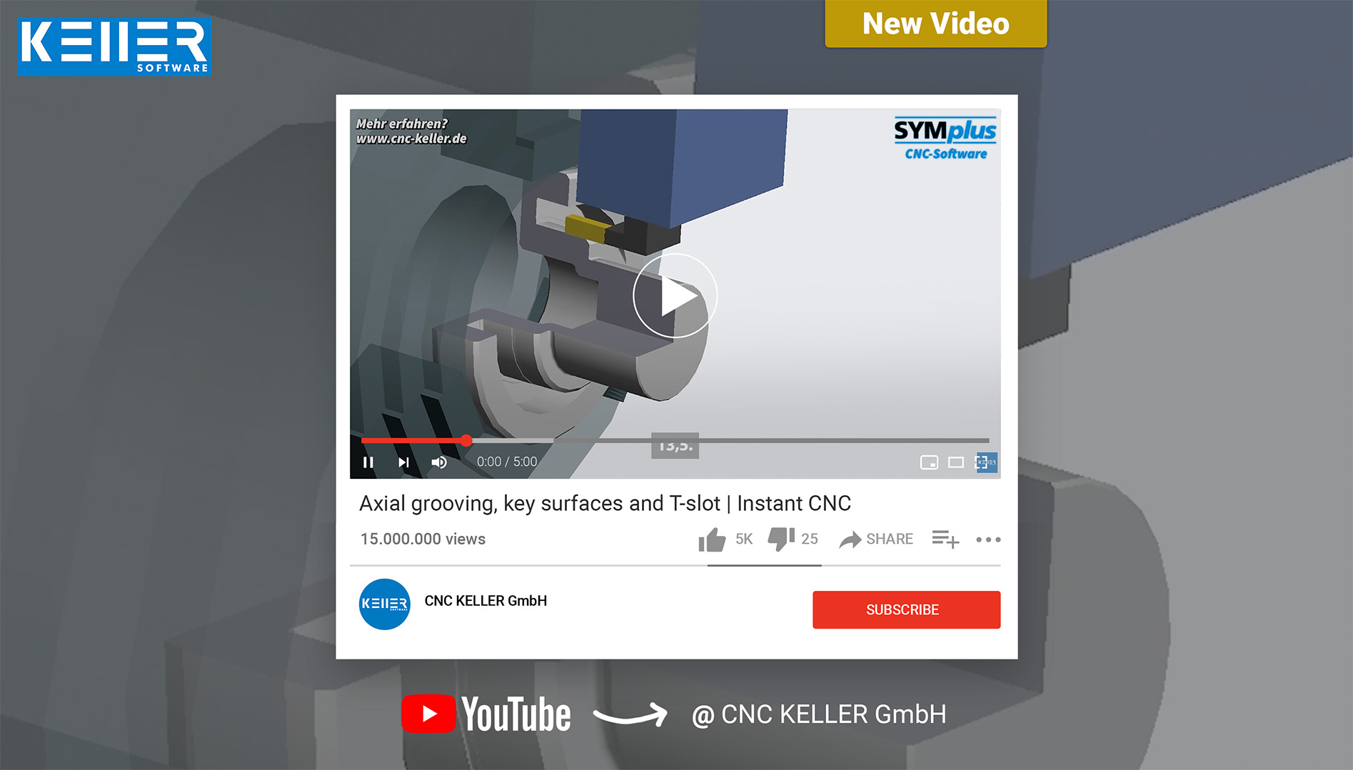 Axial grooving, key surfaces and T-slot (Driven Tools) - SYMplus™ by KELLER.Software